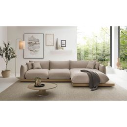 OTTO home Ecksofa &raquo;Kalix L-Form, 323 cm - OTTO. Verl&auml;ssliche Qualit&auml;t.&laquo; Designsofa, auf Holzplateau, Strukturstoff, hoher Sitzkomfort braun
