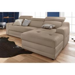 exxpo - sofa fashion Ecksofa &raquo;Lotos, bequem und funktionell, Federkern, Breite 242cm, L-Form&laquo; mit Kopf- bzw. R&uuml;ckenverstellung, wahlweise mit 