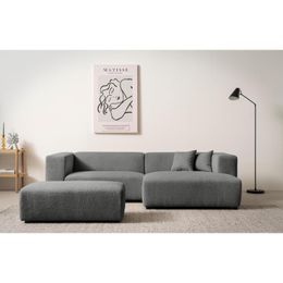 Home Affaire Polsterecke &raquo;BAKELS, Ecksofa-Set mit Hocker, L-Form mit Schlaffunktion&laquo; Ecksofa-Set (incl. Hocker) im trendigen Megacord grau