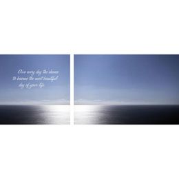 queence Leinwandbild &raquo;Day of your life&laquo; Premium-Leinwandstoff, Handarbeit aus Deutschland, Spruch, 2er Set Canvas, Holzrahmen
