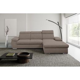 WERK2 Ecksofa &raquo;Palma modernes Schlafsofa mit Bettkasten, L-Form, B/T 282/185 cm&laquo; Kopfteile verstellbar, komfortable Wellenunterfederung, L-Form 92% 