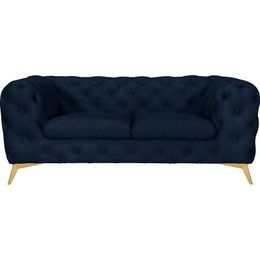 Home Affaire Chesterfield-Sofa &raquo;Glynis&laquo; aufw&auml;ndige Knopfheftung, moderne Chesterfield Optik, Fu&szlig;farbe w&auml;hlbar blau Struktur (100% Polyester);Samtoptik