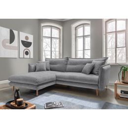 Home Affaire Ecksofa &raquo;Lazio modern und bequem, schmale Armlehnen, tolle Detailverarbeitung&laquo; zwei verschiedene Fu&szlig;farben w&auml;hlbar grau 100% Polyester