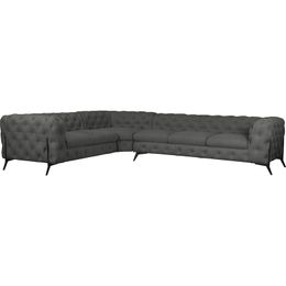 Home Affaire Chesterfield-Sofa &raquo;Amaury L-Form&laquo; gro&szlig;es Ecksofa, Chesterfield-Optik, Breite 323 cm, Fu&szlig;farbe w&auml;hlbar grau Struktur (100% Polyester);