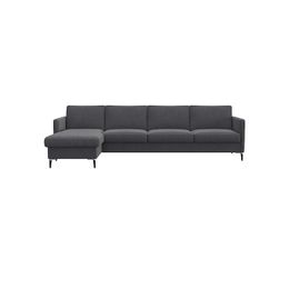 FLEXLUX Ecksofa &raquo;Fiore, L-Form&laquo; schmale Armlehnen, Kaltschaum, F&uuml;&szlig;e Alu+schwarz grau 100% Polyester
