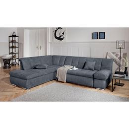 DOMO collection Ecksofa &raquo;Mona L-Form bequem und komfortabel, Breite 271cm, L-Form&laquo; wahlweise mit Bett- und Armlehnfunktion grau Struktur fein 100% 