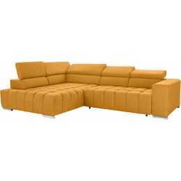 exxpo - sofa fashion Ecksofa &raquo;Elias, aktuelle Kreuzsteppung im Sitz, bequem, Breite 307cm, L-Form&laquo; mit Kopf- bzw. R&uuml;ckenverstellung, wahlweise mit 