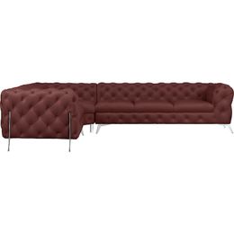 Home Affaire Chesterfield-Sofa &raquo;Amaury L-Form&laquo; gro&szlig;es Ecksofa, Chesterfield-Optik, Breite 323 cm, Fu&szlig;farbe w&auml;hlbar rosa Struktur (100% Polyester);