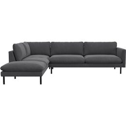 FLEXLUX Ecksofa &raquo;Bolzano, elegant und bequem, L-Form&laquo; Sitzaufbau mit Kaltschaum & Stahl-Wellen, lose Sitz -& R&uuml;ckenkissen grau 100% Polyester