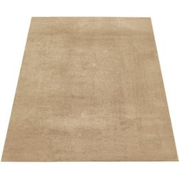 Paco Home Teppich &raquo;Cadiz 630&laquo; rechteckig 14 mm H&ouml;he Uni-Farben, besonders weich, waschbar, auch als L&auml;ufer erh&auml;ltlich beige Polyester