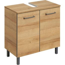 Waschbeckenunterschrank &raquo;Quickset 919 Unterbeckenschrank, Riviera Eiche quer Nachbildung&laquo; Waschbeckenschrank inkl. T&uuml;rd&auml;mpfer, 60 cm breit, ohne 