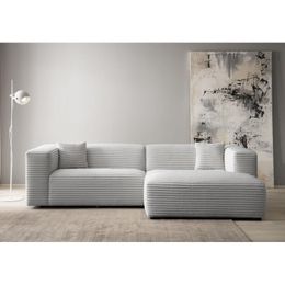 Home Affaire Ecksofa &raquo;BAKELS, L-Form in Cord oder Boucle-Stoff, moderne Couch&laquo; wahlweise Recamiere rechts/links, bequemer Sitzkomfort grau