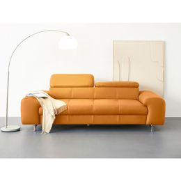 COTTA 3-Sitzer &raquo;Chef&laquo; Big-Sofa mit Kopfteilverstellung, edle Metallkufen braun Luxus-Microfaser (100% Polyester);Softlux -Kunstleder;Leder Pampas (