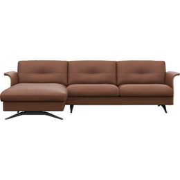 FLEXLUX Ecksofa &raquo;Glow, super bequem durch hochwertigem Sitzaufbau mit Federkern, L-Form&laquo; Modernes skandinavisches Design braun 100% Echteder