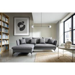 OTTO home Ecksofa &raquo;LIVORNO,258 cm, L-Form,&laquo; Schlaffunktion u. Bettkasten (139/224cm), Samt, Struktur, Webstoff grau 100% Polyester;PU-Schaum und Nosag