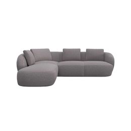 FLEXLUX Ecksofa &raquo;Torino, rund, L-Form, Sofa-Ecke mit Ottomane&laquo; Modernes, organisches Sofa-Design, Kaltschaum, Wellenunterfederung braun 100% Polyester