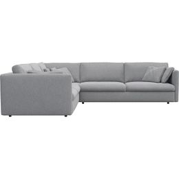 FLEXLUX Ecksofa &raquo;Lovane, elegant und zeitlos, bequem, L-Form&laquo; Weich & anschmiegsam, gro&szlig;e Sitztiefe auf Kaltschaum, Dekokissen inkl. grau 100% 