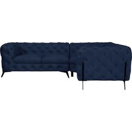 Home Affaire Chesterfield-Sofa &raquo;Amaury L-Form&laquo; moderne Chersterfield-Optik, Breite 262 cm, Fu&szlig;farbe w&auml;hlbar blau Struktur (100% Polyester);Samtoptik (
