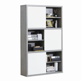 CARRYHOME Regal, Grau, Wei&szlig; Hochglanz, Holzwerkstoff, 6 F&auml;cher, 120x195x35.6 cm, ISO 9001, Fsc, Typenauswahl, Wohnzimmer, Regale, B&uuml;cherregale