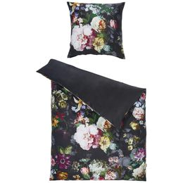 Essenza Wendebettw&auml;sche Fleur, Schwarz, Textil, Blume, 135x200 cm, Oeko-Tex&reg; Standard 100, Schlaftextilien, Bettw&auml;sche, Bettw&auml;sche, Satin-Bettw&auml;sche