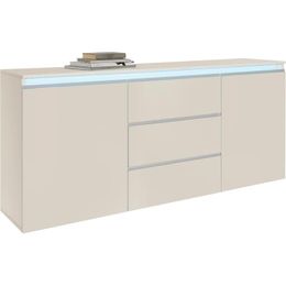 Home Affaire Sideboard &raquo;Magic, Kommode, Schrank, Stauraumschrank&laquo; Hochwertiger Aluminiumgriff, 2 T&uuml;ren, 3 Schubk&auml;sten,B/T/H 180&times;40&times;81 cm FSC -