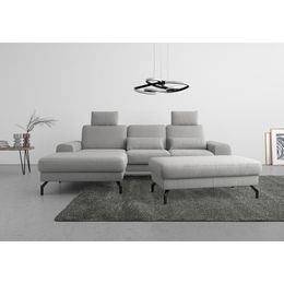 Sit & More sit&more Ecksofa &raquo;Cinturo L-Form&laquo; inklusive Sitztiefenverstellung und Federkern, Sitzh&ouml;he 48 cm grau
