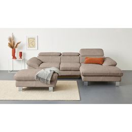 COTTA Ecksofa &raquo;Driver L-Form&laquo; mit Kopfteilverstellung, wahlweise mit Bettfunktion & Bettkasten beige LEDER BEEFY (ein abgedecktes Spalt-Rindsleder) im
