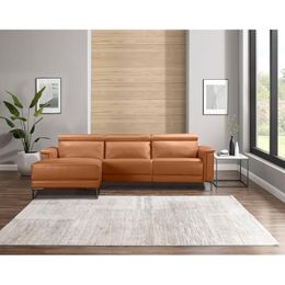 OTTO home Ecksofa &raquo;LUND, L-Form, 261cm, man. o. elektr. Relaxfunktion (mit USB-A)&laquo; und Kopfteilverstellung braun Echtleder 100% Echtleder;Kunstleder 