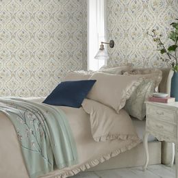 Laura Ashley Vliestapete &raquo;Foscot Damask&laquo; Barock glatt 10mx52cm (ca. 5m2) gelb Vlies