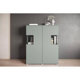 OTTO home Highboard &raquo;Kenia&laquo; 1 Stk. tlg. Modernes Highboard mit Glast&uuml;ren, Breite 100 cm gr&uuml;n FSC -zertifizierter Holzwerkstoff, Glas, Hartfaserplatte,