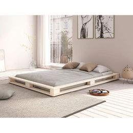 OTTO home Futonbett &raquo;"PALO " BESTSELLER! Massivholzbett, rundum Ablagefl&auml;che&laquo; H/B/T ca. 16/158/218, Bodenbett, zertifiziertes Massivholz (Kiefer) 