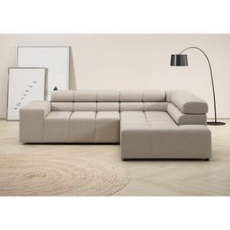Home Affaire Ecksofa &raquo;Ancona, incl. Kopfteilverstellung + 3 Zierkissen, L-Form, Breite 249cm&laquo; wahlweise motorische Sitztiefenverstellung, B/T(H: 249/