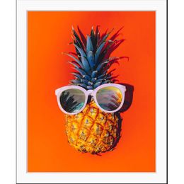 queence Bild &raquo;Julien&laquo; Essen Figuren Kunst Lebensmittel Obst Obst Bilder 1 Stk. tlg. HD Premium Poster-Druck inkl. Holzrahmen orange Acrylglas, Holz, 