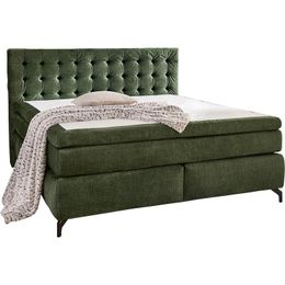 Jockenh&ouml;fer Boxspringbett &raquo;Jessica inklusive 9cm Kaltschaum-Topper&laquo; und 7-Zonen-TTFK-Matratze (H3,H3/H4 oder H4), Liegefl&auml;che 180x200cm gr&uuml;n Bezug Bett: 100% 