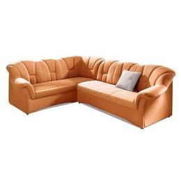 DOMO collection Ecksofa &raquo;Papenburg B/T/H: 242/190/84 cm L-Form&laquo; wahlweise mit Bettfunktion, Langer Schenkel links oder rechts orange Struktur ( 90% 