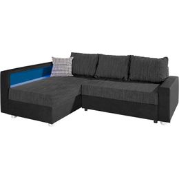 Collection AB Ecksofa &raquo;Relax L-Form&laquo; inklusive Bettfunktion, Federkern, wahlweise mit RGB-LED-Beleuchtung schwarz Zierkissen: 100%Polyester;Struktur (
