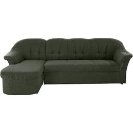 DOMO collection Ecksofa &raquo;Pegnitz, elegante R&uuml;ckensteppung, komfortabel, Breite 238cm, L-Form&laquo; wahlweise mit Bettfunktion gr&uuml;n 100% Polyester