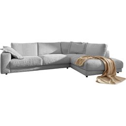Home Affaire Ecksofa &raquo;Enisa XXL B/T/H: 325/224/85 cm L-Form&laquo; Kuschelig, gem&uuml;tlich, in 5 Farben, Bezug in Cord, mit 2 Zierkissen grau Cord (88% 