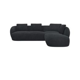 FLEXLUX Ecksofa &raquo;Torino, rund, L-Form, Sofa-Ecke mit Ottomane&laquo; Modernes, organisches Sofa-Design, Kaltschaum, Wellenunterfederung grau 100% Polyester
