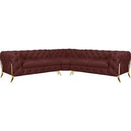 Home Affaire Chesterfield-Sofa &raquo;Amaury L-Form&laquo; Chesterfield-Optik, Breite/Tiefe je 262 cm, Fu&szlig;farbe w&auml;hlbar rosa Struktur (100% Polyester);Samtoptik (