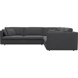 FLEXLUX Ecksofa &raquo;Lovane, elegant und zeitlos, bequem, L-Form&laquo; Weich & anschmiegsam, gro&szlig;e Sitztiefe auf Kaltschaum, Dekokissen inkl. grau 100% 
