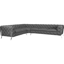 Home Affaire Chesterfield-Sofa &raquo;Amaury L-Form&laquo; gro&szlig;es Ecksofa, Chesterfield-Optik, Breite 323 cm, Fu&szlig;farbe w&auml;hlbar grau Struktur (100% Polyester);