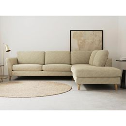 Home Affaire Ecksofa &raquo;MARSEILLE 278/202 cm, L-Form, Ottom. rechts/links, verschiedene Bez&uuml;ge&laquo; Massivholzbeine Eiche, Landhausstil, Wellenunterfederung