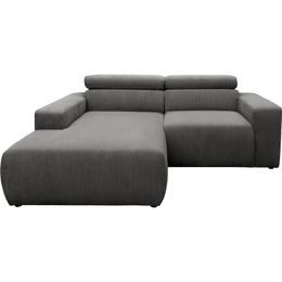 DOMO collection Ecksofa &raquo;Brandon, inkl. Kopfteilverstellung, B/T/H: 214/100/80 cm, L-Form&laquo; Cord, grau grau 100% Polyester
