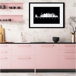 queence Bild &raquo;Frankfurt Skyline BLACK&laquo; Deutschland Frankfurt am Main Schriftzug Schwarz-Wei&szlig; Stadt St&auml;dte 1 Stk. tlg. HD Premium Poster-Druck inkl. 