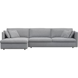 FLEXLUX Ecksofa &raquo;Lovane&laquo; Weich & anschmiegsam, gro&szlig;e Sitztiefe auf Kaltschaum, Dekokissen inkl. grau 100% Polyester