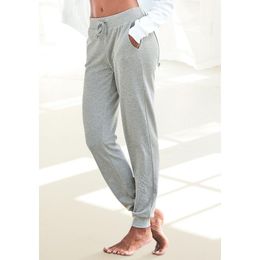 Bench. Loungewear Damen Relaxhose mit gl&auml;nzender Logostickerei, Loungeanzug grau 36/38, N-Gr
