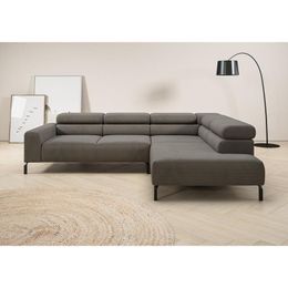 Home Affaire Ecksofa &raquo;Antonelli, L-Form, inkl. Kopfteilverstellung, Breite 276 cm&laquo; ohne Sitztiefenverstellung, in Feincord, grau grau 95% Polyester, 5