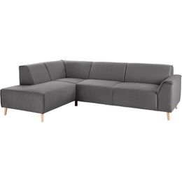 Home Affaire Ecksofa &raquo;Janek Scandic Design, elegant und zeitlos, L-Form&laquo; mit Federkern und Keder in scandinavischem Design schwarz Struktur fein ( 100