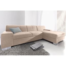 DOMO collection Ecksofa &raquo;Star, zeitlose Formensprache, elegante Optik, Breite 248cm, L-Form&laquo; wahlweise mit Bettfunktion beige Softlux -Kunstleder;